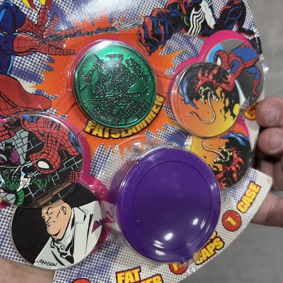 Toy Biz Spider-Man Hero Caps Battle Set Fat Slammer POG Set New old ...