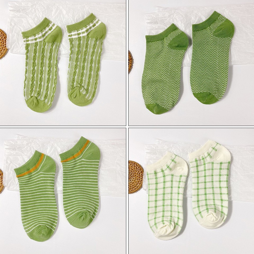 4 Pairs Spring Summer Women Socks Leisure Short Tube Ship Socks (White ...