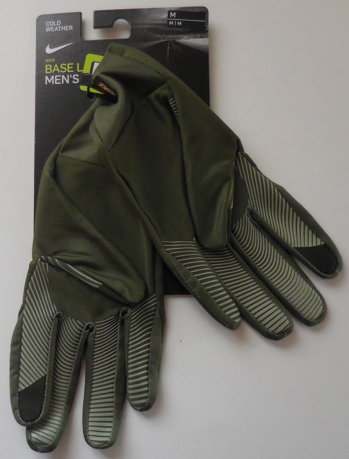 Nike Base Layer Run Gloves Men Legion Green/Jade Horizon/Muslin Medium ...