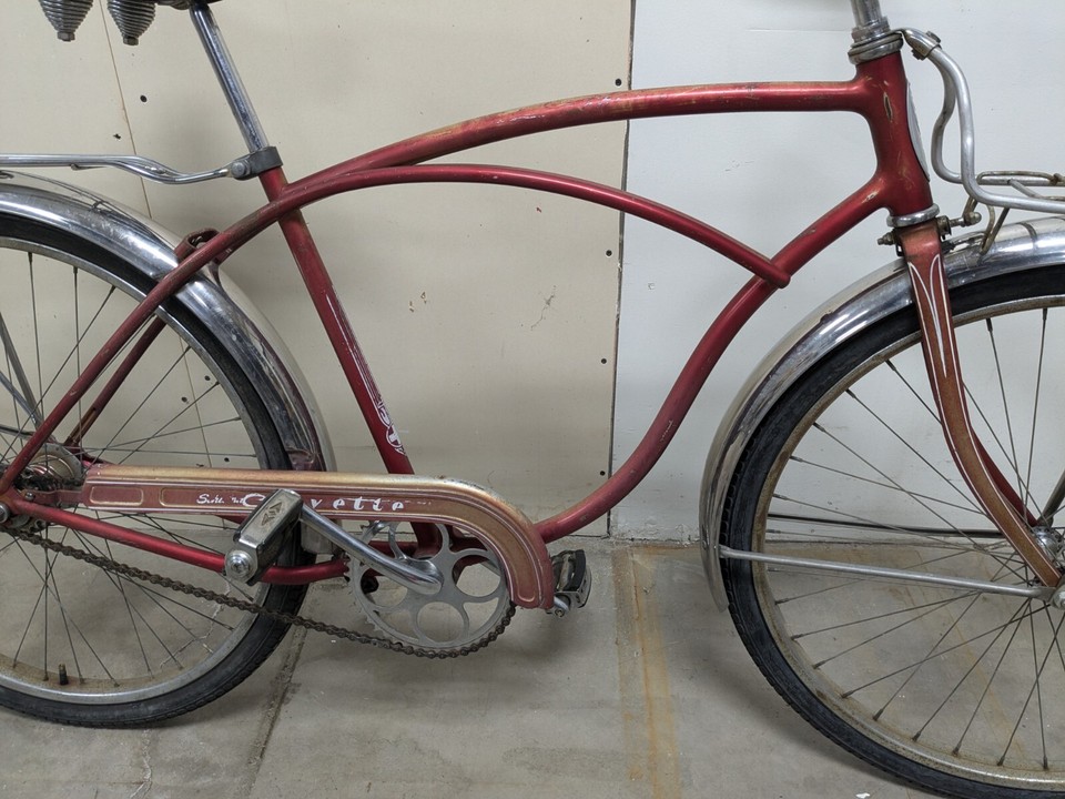 1958 Schwinn Bike Corvette Cruiser Vintage Bicycle w/ Rare Rear Rack ...