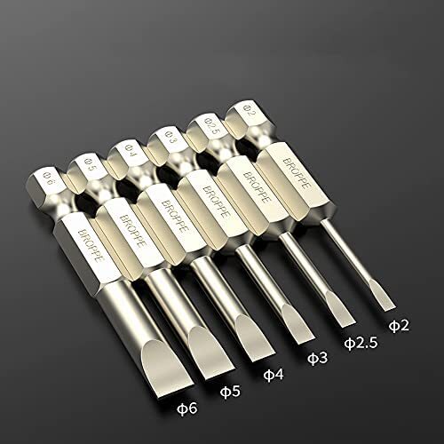 6 Pcs Slotted Screwdriver Bit Set Magnetic Flat Head Bits 2.0-6.0mm 1/4 ...