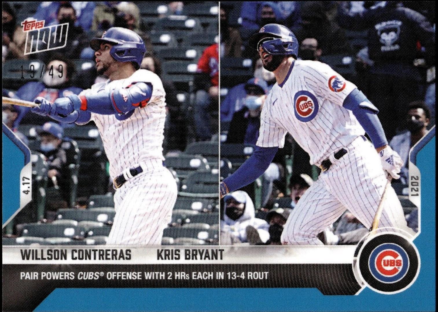 2021 Topps Now - Kris Bryant, Willson Contreras #89 Blue /49 for sale ...