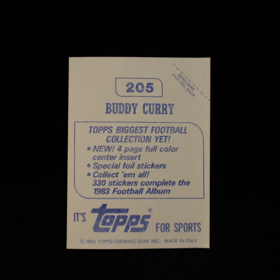 1983 Buddy Curry Atlanta Falcons Topps Sticker #205 | eBay