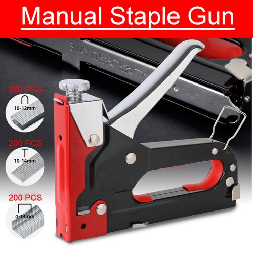 Heavy Duty 3 in 1 Hand Staple Gun Tacker Nail Upholstery Stapler w/ 600 ...
