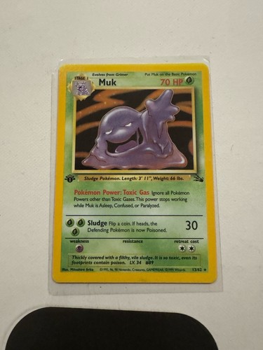 Pokemon Card Muk Fossil 1st Edition Rare 13/62 Near Mint Condition ...