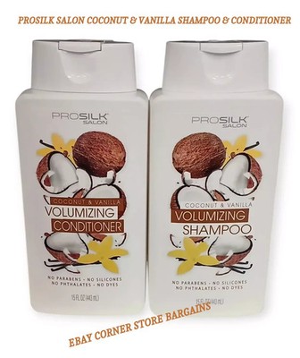 2pk PRO SILK SALON COCONUT & VANILLA SHAMPOO & CONDITIONER MOISTURIZING ...