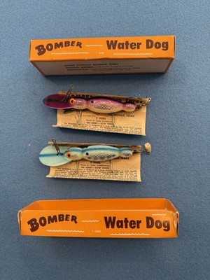Vintage Bomber Water Dog Fishing Lures In Great Colors NIB! | eBay
