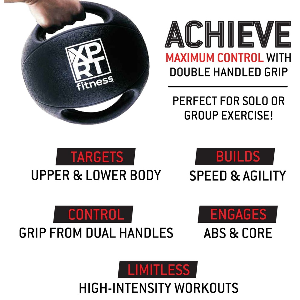 XPRT Fitness 10lb Dual Grip Medicine Ball Textured Exercise Ball Core ...