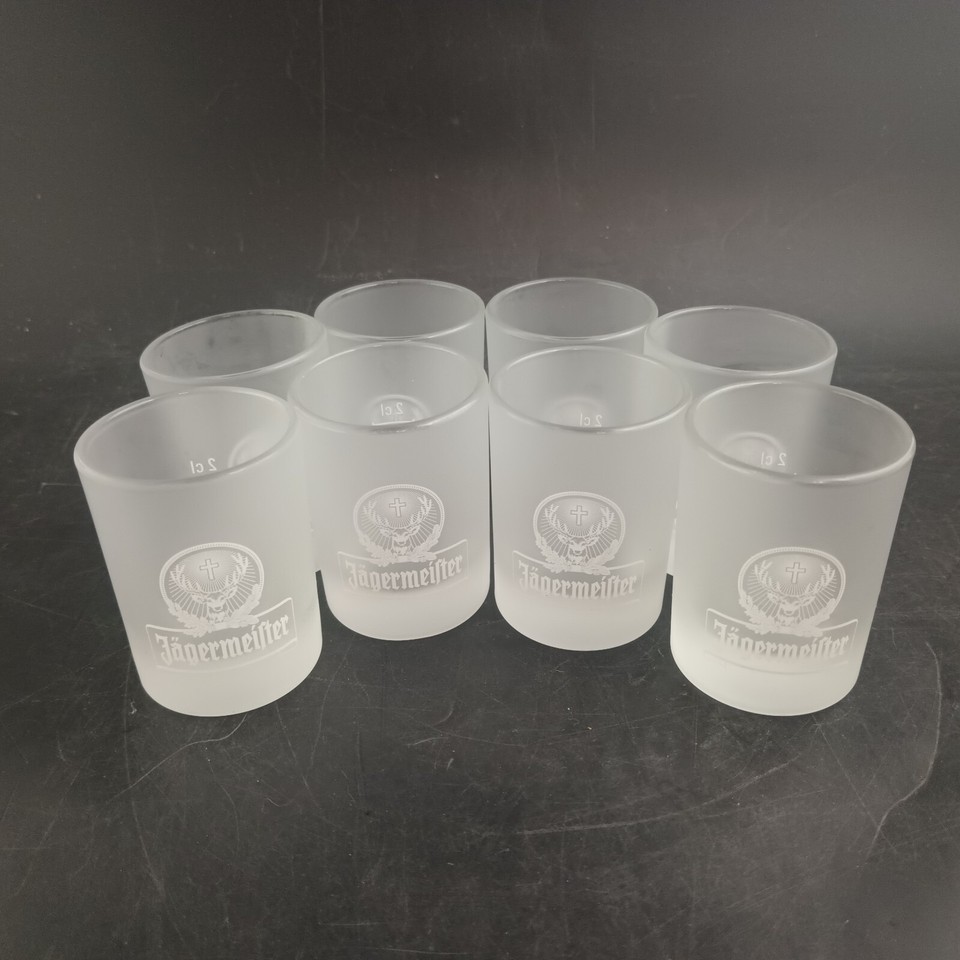 *SET OF 8* Jagermeister Frosted Shot Glass W/ Logo on Front 2 1/4 ...