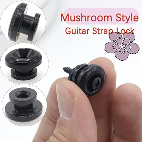 2pcs Black Metal Guitar Strap Locks Mushroom Style Guitar Strap Lock ...