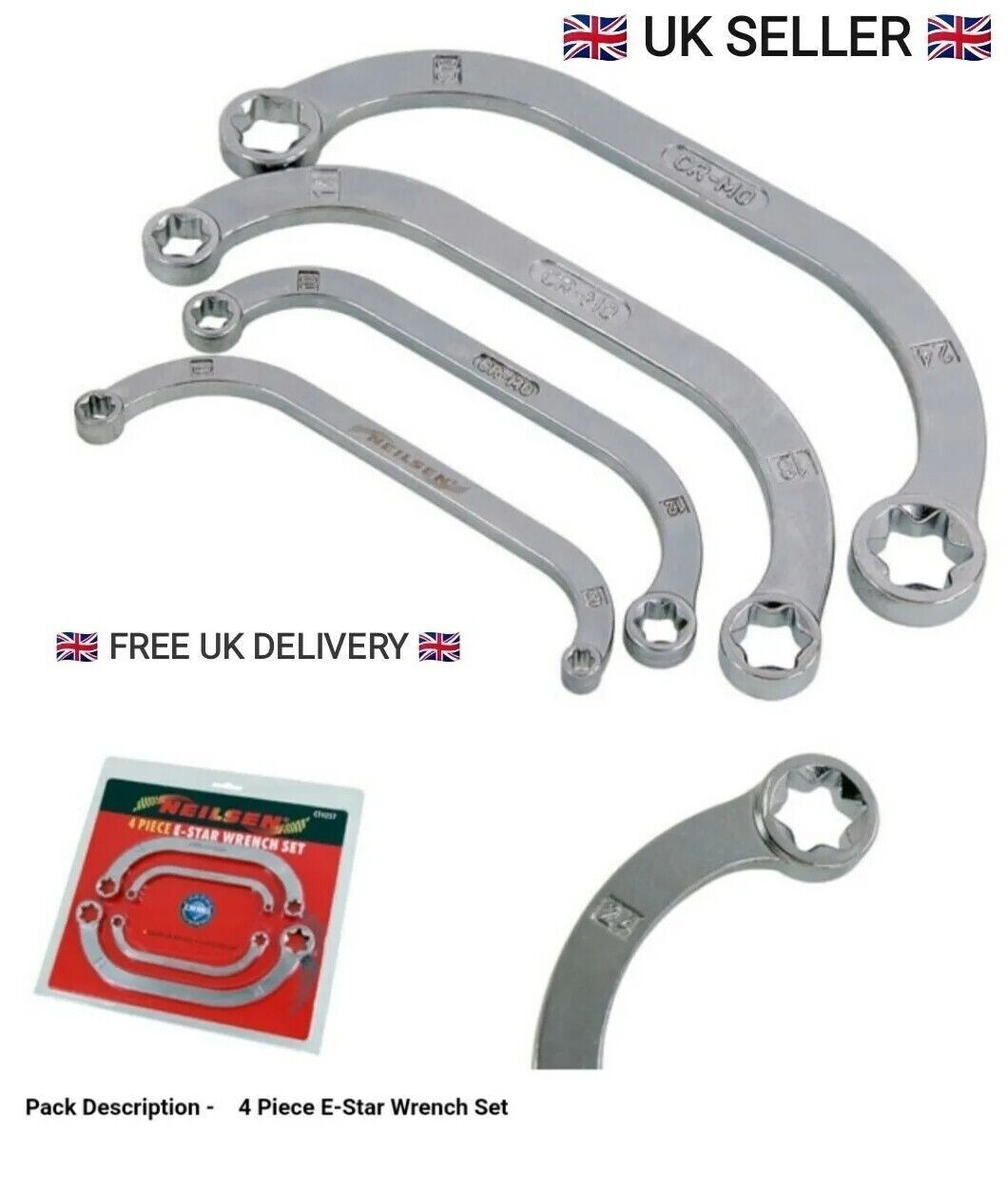 Torx Obstruction Spanner Set Female Ring E Star Wrench Double E6 - E24 ...