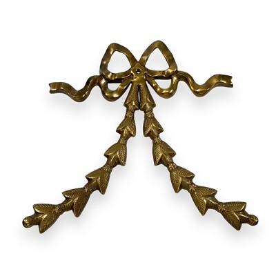 Vintage Solid Brass Hollywood Regency Ribbon Bow Wall Art Hanging Decor ...
