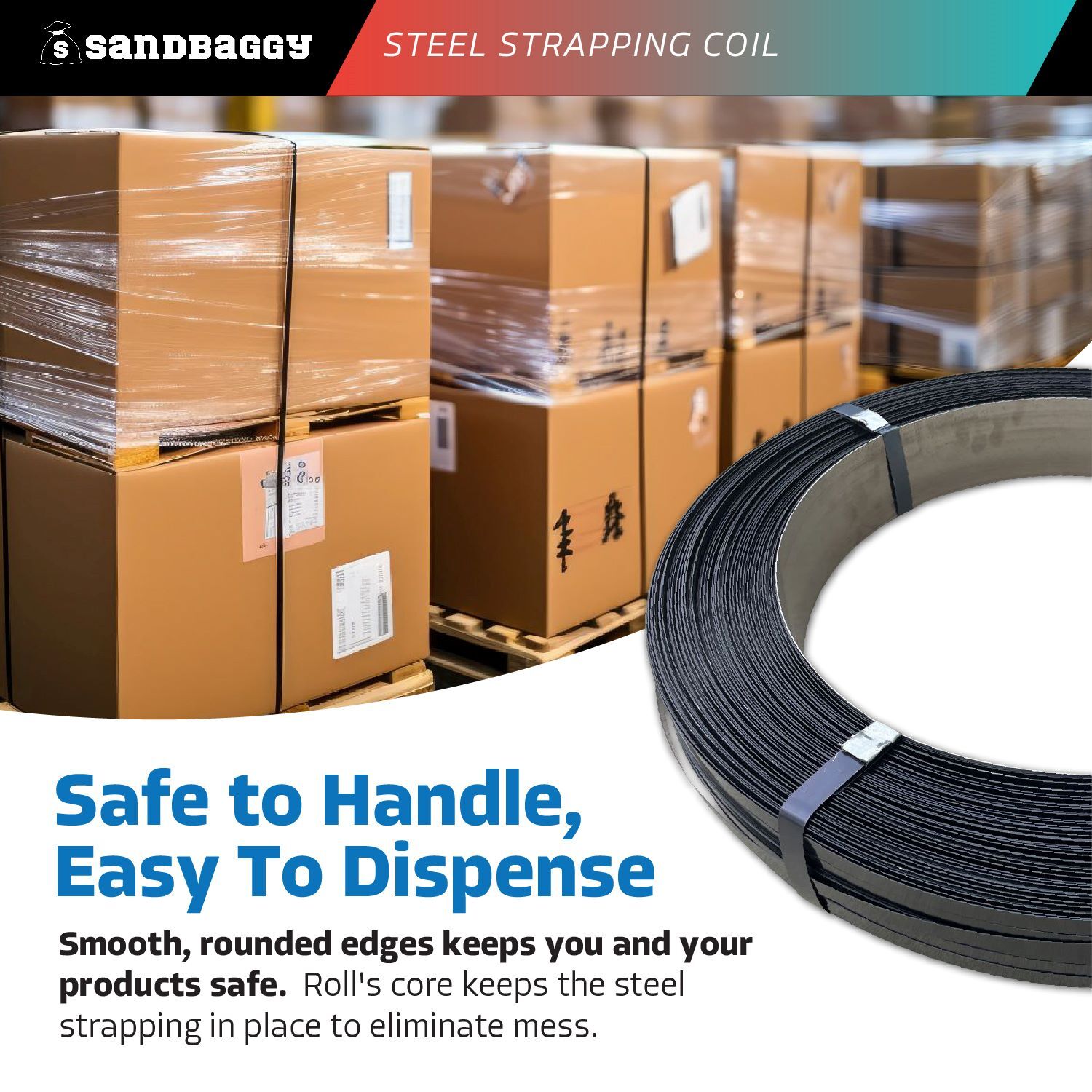 Sandbaggy Steel Strapping Coil (1/2 inch W x 2800 ft L) - UV Resistant ...