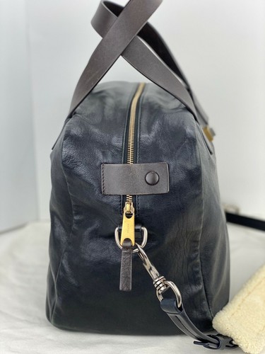 Celine Briefcase Black Leather Shearling Strap Messenger Travel Bag ...