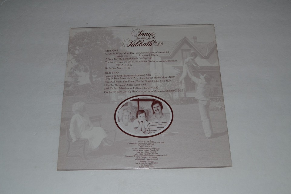 Songs For The Sabbath With Don & Faith Dunlap~Private Press~Lari Goss ...