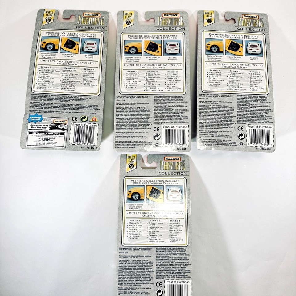 Lot of 4 Matchbox Premiere Collection Cars | Corvette, T-Bird, Jaguar ...