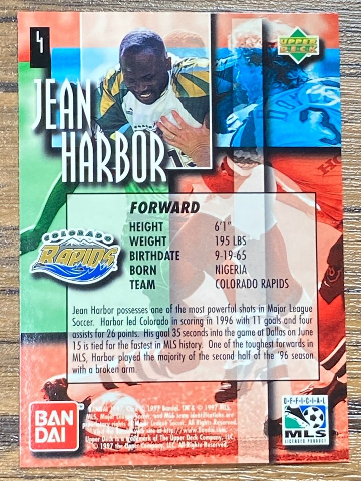 Upper Deck Bandai MLS Gold Card 1997 #4 Jean Harbor Colorado Rapids | eBay