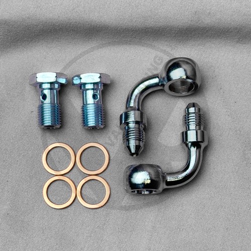 2 Steel Banjo Bolt Extension Fittings M10 x 1.0 (Metric 10mm) to 3AN 90 ...