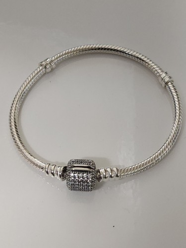 PANDORA MOMENTS SPARKLING PAVE CLASP SNAKE CHAIN BRACELET #590723CZ-20 ...