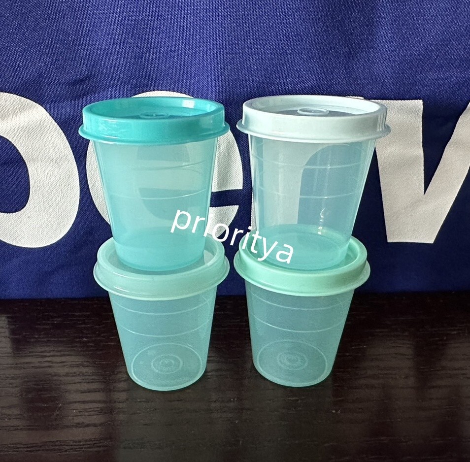 Tupperware Tupper Mini Midgets Container 2oz Set of 4 Assorted Blue New ...