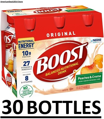 30 PACK - BOOST Original Drink, Peaches 🍑 Cream, 8 fl oz - FRESH - FREE ...