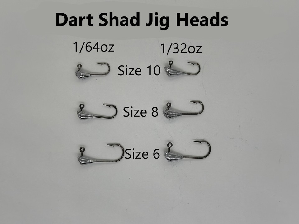 1/64oz - 1/32oz - 1/16oz Dart Shad Jig Heads! Hand Poured in Wisconsin ...