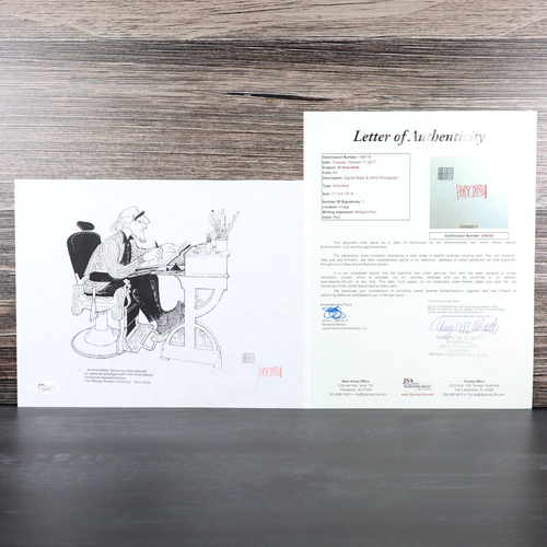 Al Hirschfeld Autograph Self-Portrait In Barber's Chair B&W Photo 8 ...