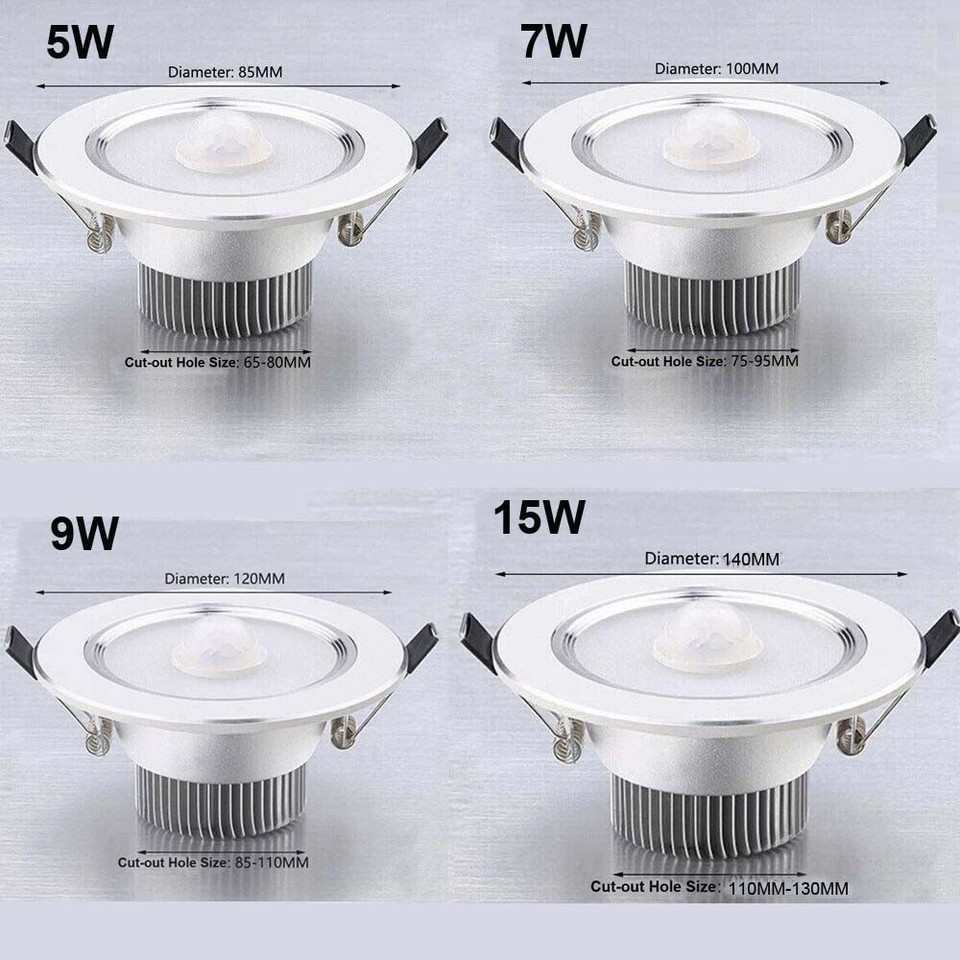 PIR Motion Sensor LED Night Light 5W 7W 9W 15W Recessed Ceiling ...
