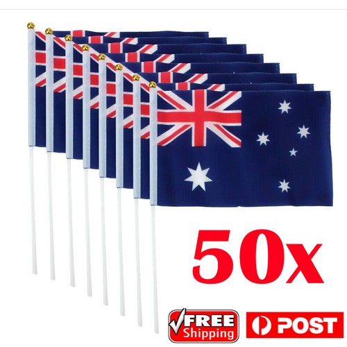 50X Hand Held Small Waver Aussie Flags Australia Flag Party Australia ...