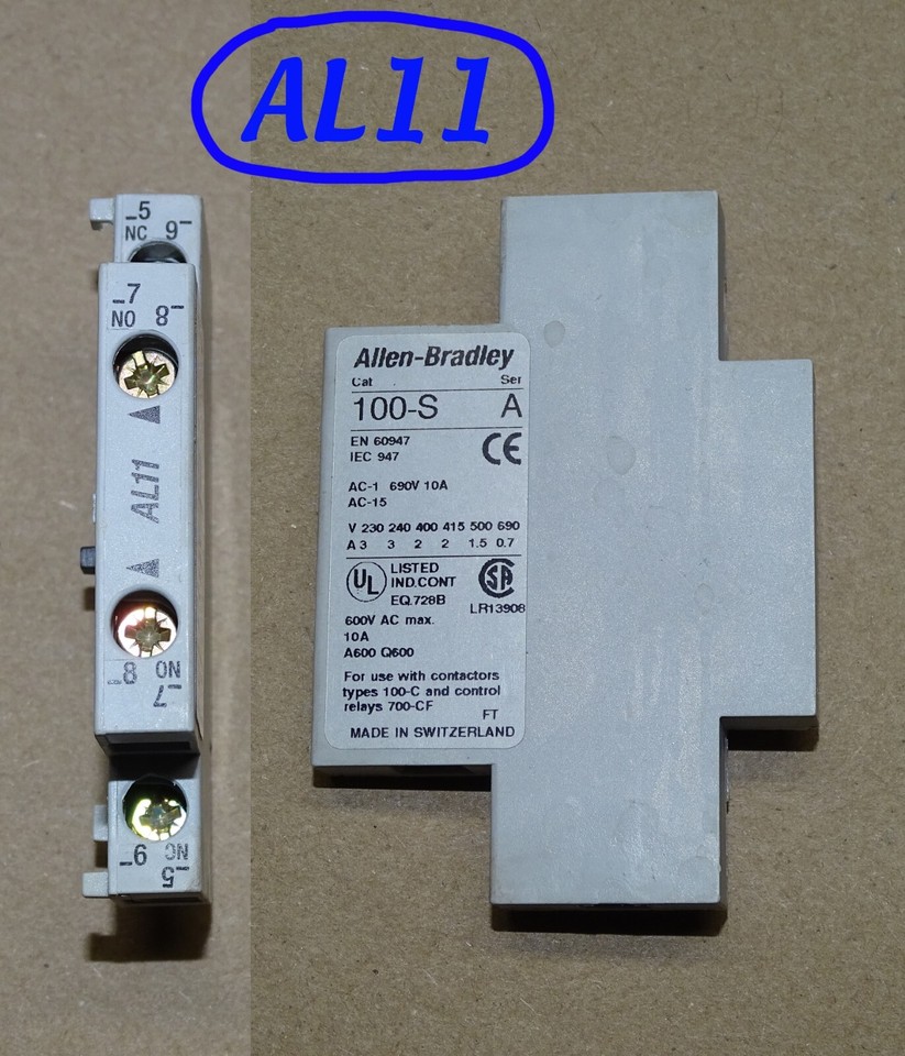 Allen Bradley 100-S Auxiliary Contact Block: A01, A10, A11, AL11, A20 ...