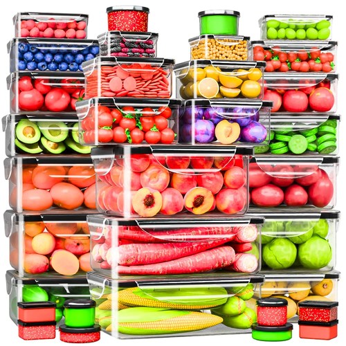 66 Pcs Large Food Storage Containers with Lids Airtight-Total 19075ML ...