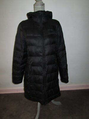 Women's MERRELL Black Semi-Long Hooded Puffer Insulated Full-Zip Jacket ...