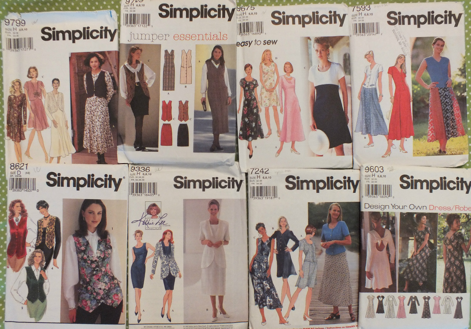 VTG 90s SIMPLICITY MS Dress Jumper Vest Top Skirt Jacket PATTERNS 4-6-8 ...