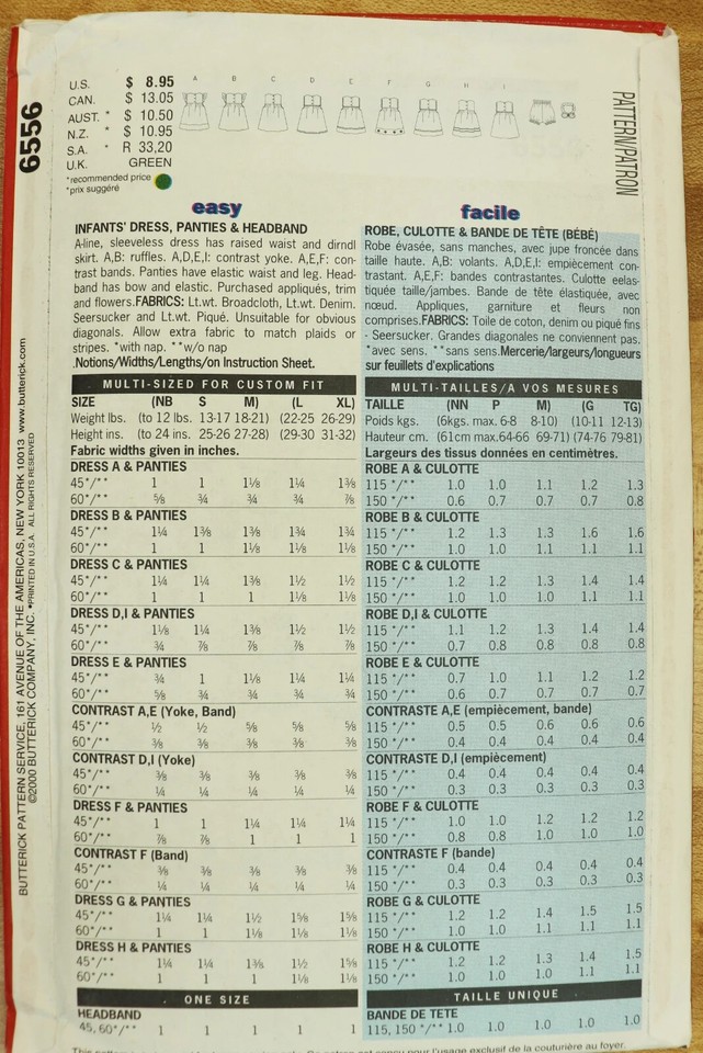 Vintage Butterick 2000/2001 Infant/Toddler dress/panties 6556 NEW! | eBay