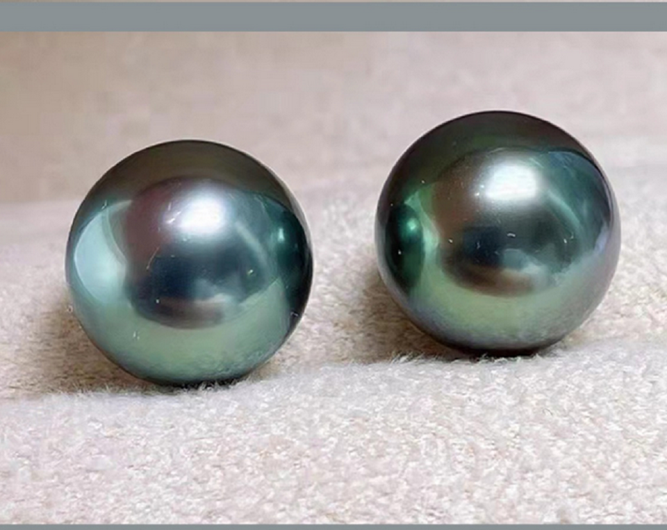 PAIR 9-10MM NATURAL SOUTH SEA TAHITIAN GENUINE BLACK BLUE GRAY LOOSE ...