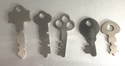 5 Antique Flat Keys; Interesting Designs | eBay
