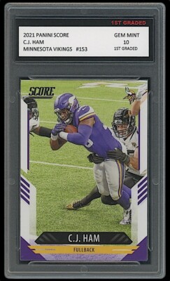 C.J. Ham 2021 Panini Score 1st Graded 10 NFL Card #153 Minnesota ...