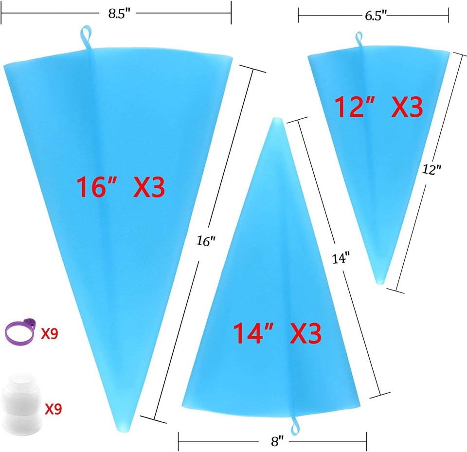 Reusable Piping Bags Set – Silicone Pastry Bag, Icing Bag for Cake ...