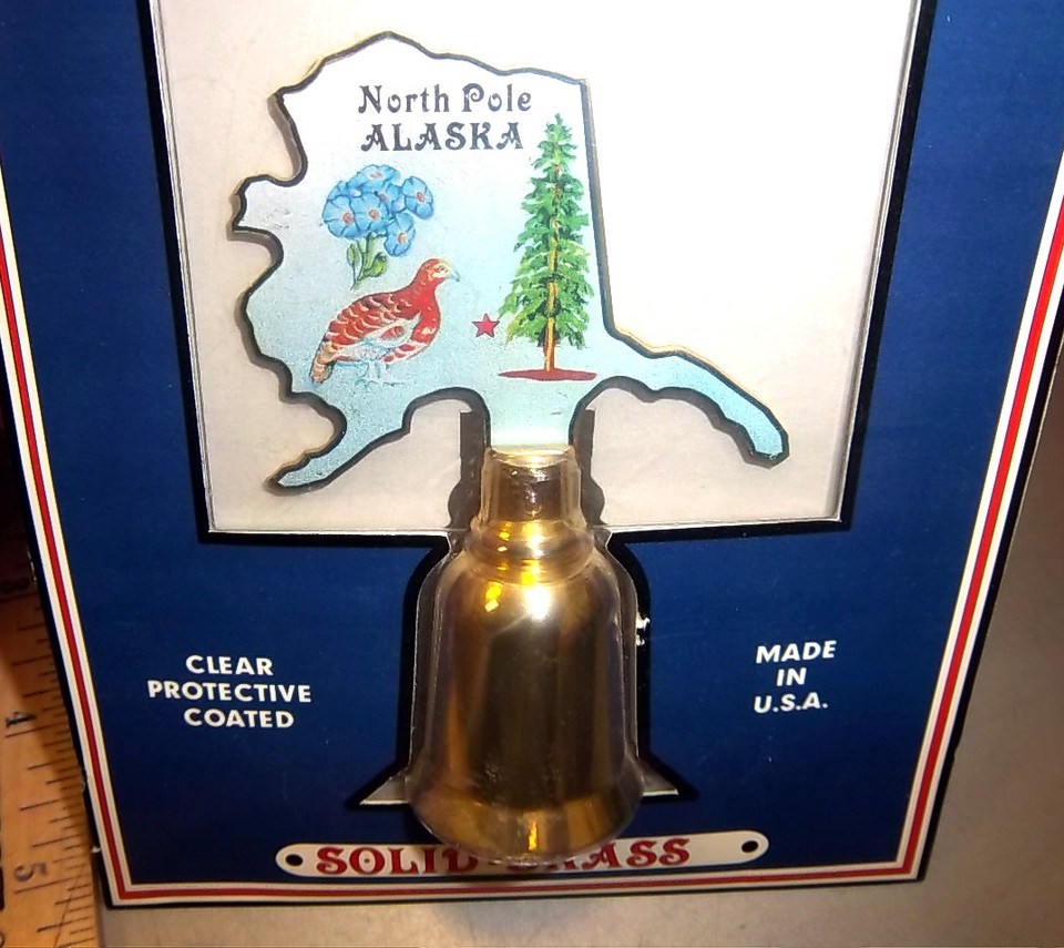 North Pole Alaska Bell solid Brass with Alaska Shaped Top handle New in ...