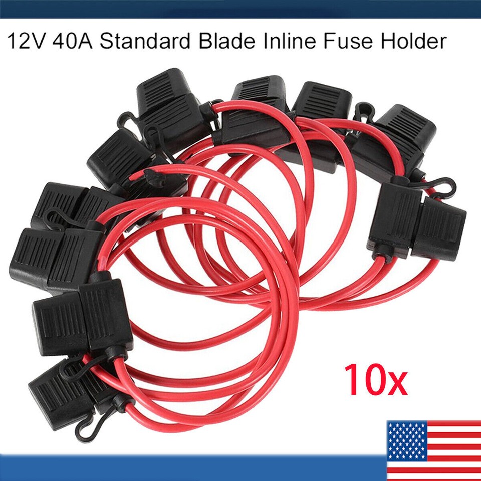 Inline Fuse Holder to Accept 12V 30A Small Blade Fuses Splash Proof Car ...