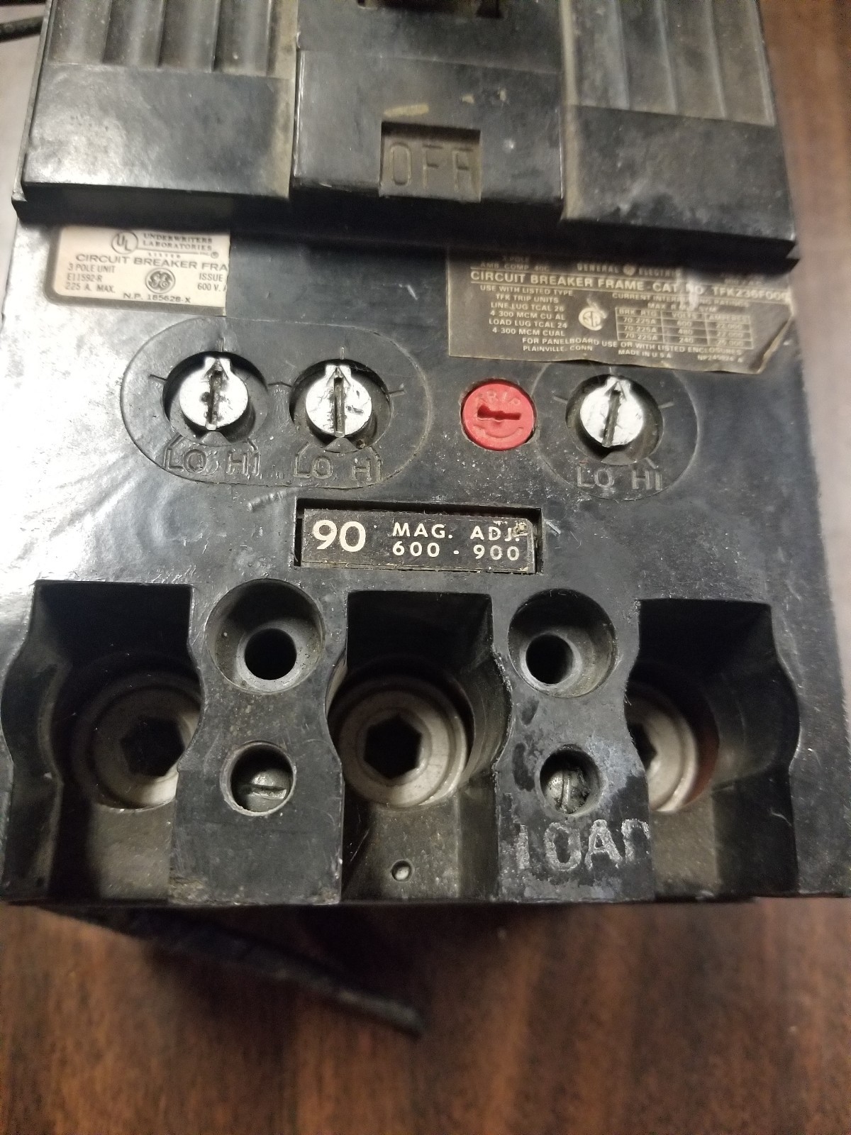 GE TFK236F000 Circuit Breaker, 3 Pole 225 Amp 600 Vac #18JS-1089-X14 | eBay