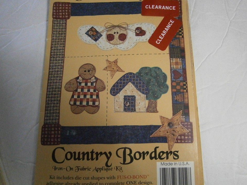 Guardian Angel Country Borders Iron On Fabric Applique Kit Primitive ...
