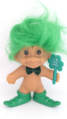 Vintage Russ Troll Doll 3" Saint Patricks I love the Irish Green Hair ...