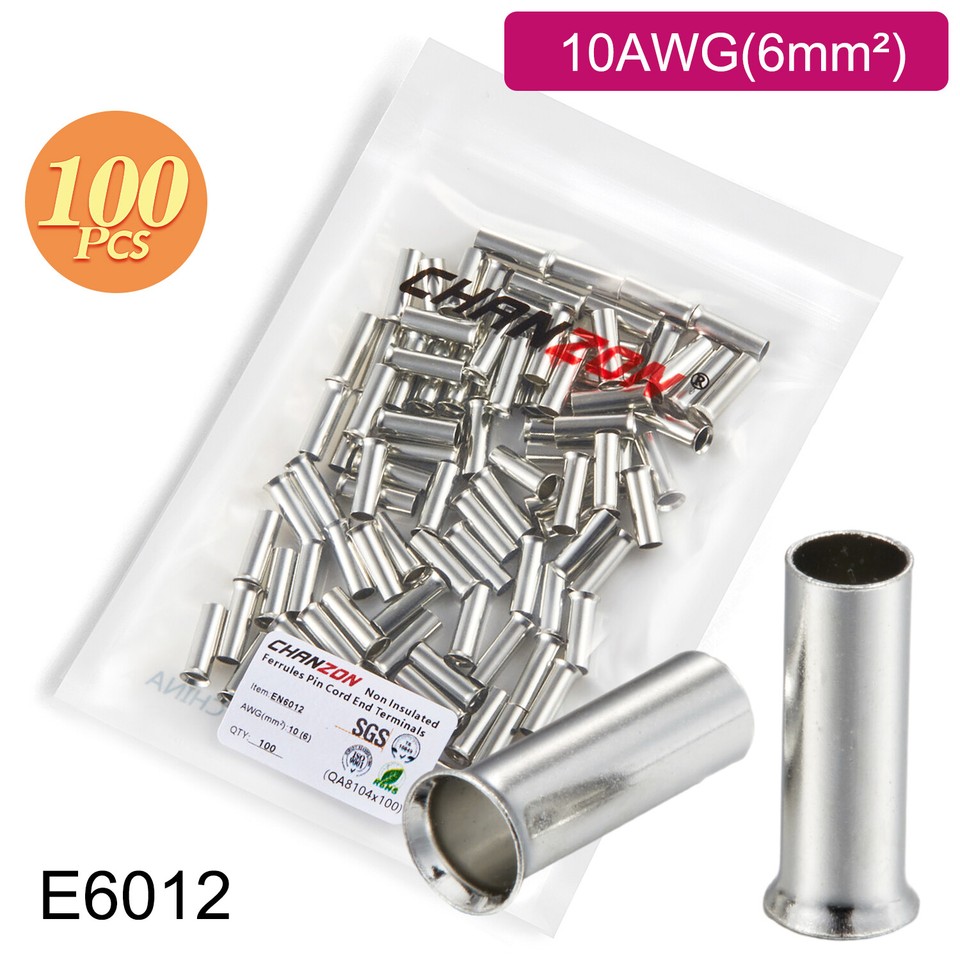 Red Coppor Ferrules Cord End Non Insulated Splice Crimp Wire Connectors ...