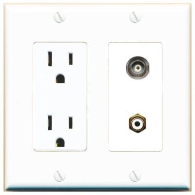 RiteAV Power Outlet and BNC RCA-WHITE Wall Plate Decorative [White] | eBay
