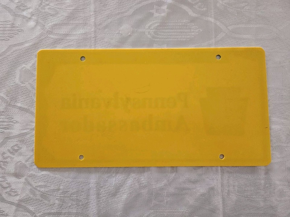 FREE SHIP Old PENNSYLVANIA AMBASSADOR Plastic LICENSE PLATE Monarch ...