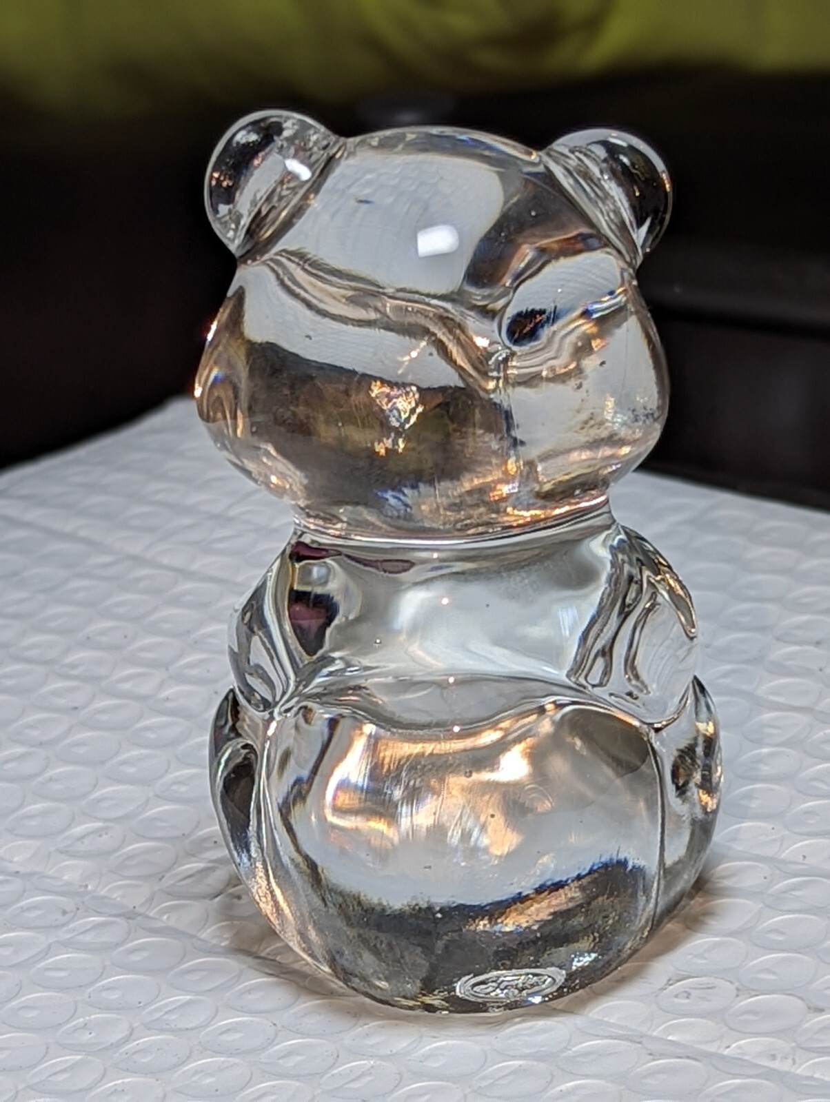 Vintage Fenton Bear Figurine Clear Glass Purple Heart February Birthday ...