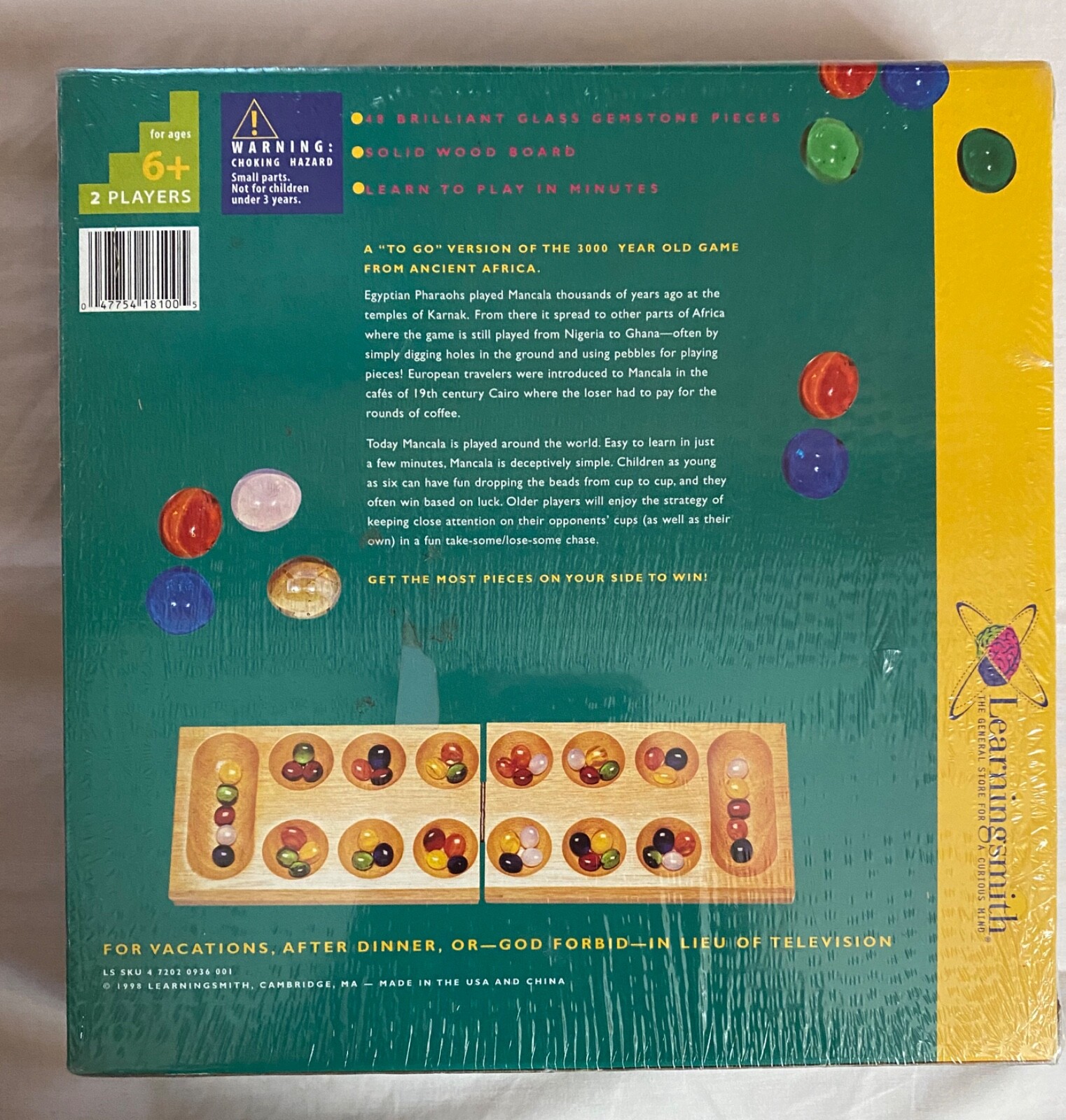 Travel Mancala Game By Learningsmith Solid Maple Board, Ages 6+ New ...
