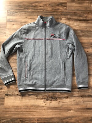 Fila Gray men Full Zip Track Jacket Fleece lined size M Excellent | eBay