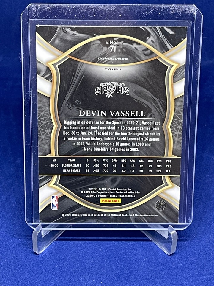 DEVIN VASSELL 2020-21 PANINI SELECT CONCOURSE TRI COLOR WAVE PRIZM ...